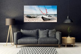 akrylový obraz Loďka Pláž Krajina 120x60 cm