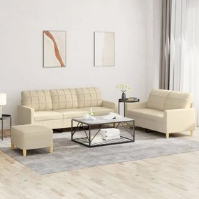3dílná sedací souprava s poduškami krémová textil 3201316