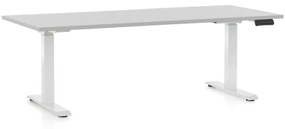 Výškově nastavitelný stůl OfficeTech C, 180 x 80 cm, bílá podnož, světle šedá