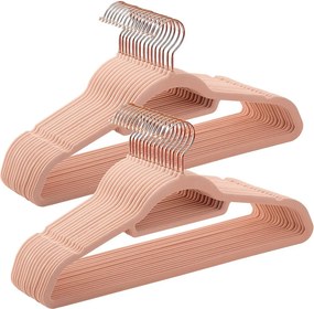 Sametová ramínka 30dílná, protiskluzové háčky na oblečení v barvě rose gold