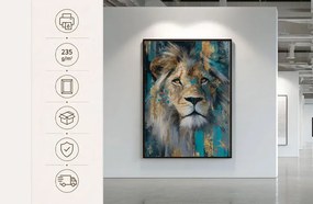 Král elegance - obraz - Lev v moderní abstrakci se zlatými akcenty 62 - 40 x 50 cm - 499 Kč
