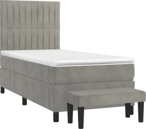 Box spring postel s matrací světle šedá 100x200 cm samet 3137947