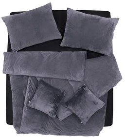 SCANquilt povlečení VELUR UNI tmavě šedá 140 x 200/70 x 90 cm