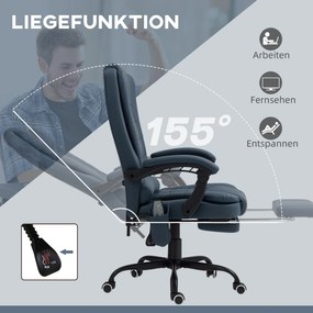 Kancelářská židle Vinsetto se 7bodovou masáží, ergonomická kancelářská židle s funkcí polohování, výškově nastavitelná manažerská židle s dálkovým ov…