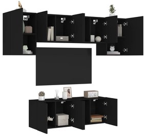 6dílná obývací stěna černá kompozitní dřevo