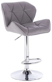 LuxuryForm Barová židle MILANO na kulaté stříbrné podstavě - šedá
