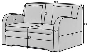Modrá sametová rozkládací pohovka 130 cm Ario – ELTAP