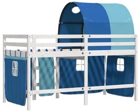 Dětská patrová postel s tunelem modrá 80x200 cm masiv borovice