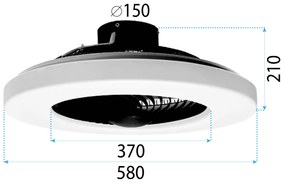 Toolight Toolight, LED stropní svítidlo s ventilátorem APP1552-C, černá-bílá, OSW-05181