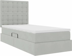 Postel s úložným prostorem a matrací Světle šedá 100 x 200 cm 3372129