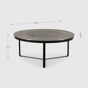 Černý/šedý matný kulatý konferenční stolek ø 90 cm Clarisa – MOME