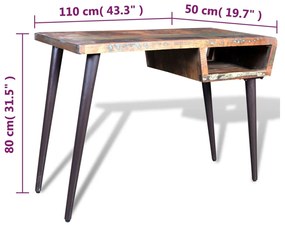 vidaXL Marketos Psací stůl s železnými nohami recyklované dřevo