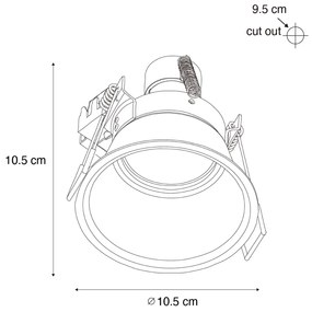 Set van 6 moderne inbouwspots zwart met goud GU10 70mm IP44 - Dept