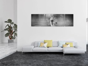 Obraz - Strážce lesa, černobílý (170x50 cm)