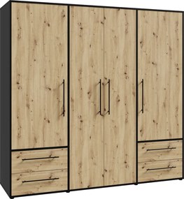 Skříň, dub artisan/černá, MOSKA TYP 2