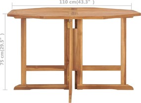 Skládací zahradní jídelní stůl 110 x 110 x 75 cm masivní teak 318480