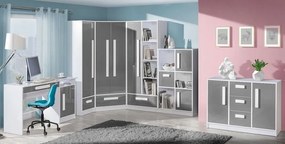 Casarredo - Komfort nábytek Dětská skříň GULLIWER 3 kombinovaná, bílá/šedá lesk