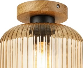 Stropní svítidlo MILOU WOOD 1xE27/15W/230V dub/kouřová béžová pr. 20 cm