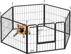 PawHut Ohrádka pro štěňata 60 cm vysoká, 6-dílná ohrádka pro psy, DIY ohrádka se dveřmi, volně se pohybující prostor pro malé psy, ocel, šedá | Aosom