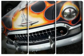 Vícedílný obraz Starožitné Auto S Plameny Nedostatek Nedostatek Přírodní plátno 150x100
