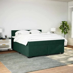 Box spring postel s matrací tmavě zelená 200x200 cm samet 3288705
