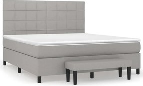 Box spring postel s matrací světle šedá 160 x 200 cm textil 3136605