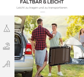 Polohovatelné křeslo, skládací lehátko s polštářkem pod krk, ocelový rám, potah ze síťoviny, nosnost 120 kg, hnědá barva