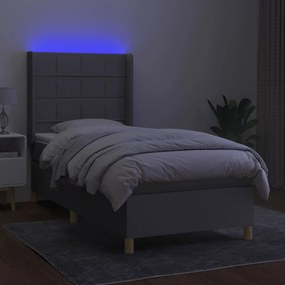 Box spring postel s matrací a LED světle šedá 80x200 cm textil 3138829
