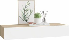 Nástěnná zásuvková police dubová a bílá 60 x 23,5 x 10 cm MDF 330263