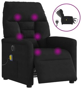 Elektrické masážní polohovací křeslo černé látka z mikrovlákna 3303083