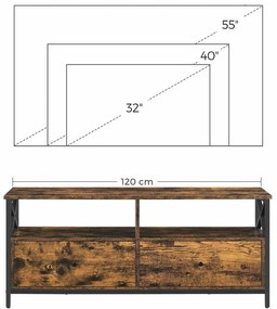 Televizní stolek Vasagle Nuros 120 cm hnědý/černý