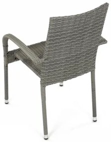 Zahradní židle stohovatelná šedý umělý ratan kov AZC-S2114 GREY