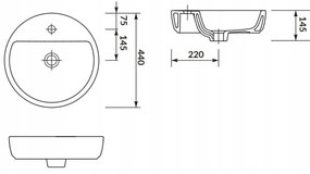 Cersanit Caspia Ring Box, umyvadlo na desku 44 x 44 cm, bílá, K11-0094