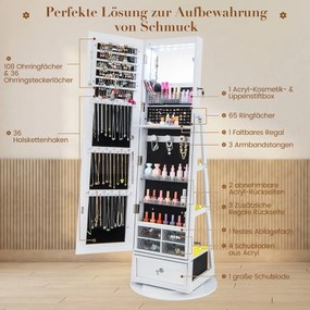 Costway Šperkovnice 360° otočná zrcadlová skříňka se zrcadlem po –