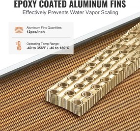 45,7 × 50,8 cm výměník tepla voda/vzduch 3řadý 9,5 mm měděné porty 242 žeber