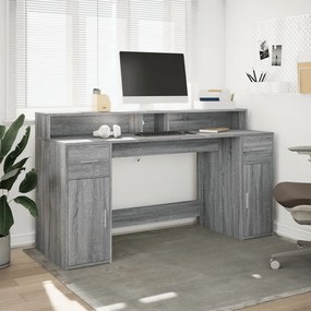 Psací stůl s LED šedý sonoma 160 x 55 x 91 cm kompozitní dřevo 3309434