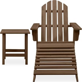 Zahradní židle Adirondack podnožka a stůl masivní jedle hnědá 315931