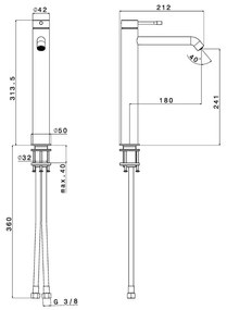 Alpi Blue - Umyvadlová baterie stojánková bez odtokové garnitury, pro volně stojící umyvadla, výška 241 mm, chrom 85277 / S