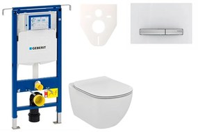 Cenově zvýhodněný závěsný WC set Geberit do lehkých stěn / předstěnová montáž+ WC Ideal Standard Tesi 111.355.00.5NE8