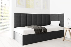 Eka Čalouněná postel Lucy s čalouněnými panely ZDARMA - 90x200 cm Barva látky Trinity: Černá (Trinity 2316)