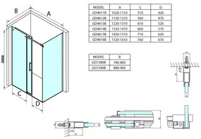 Gelco Gelco, DRAGON BLACK obdélníková sprchová zástěna 1400x800mm L/P varianta, GD4614B-01