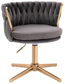 LuxuryForm DESIGN Otočná židle LYON VELUR na zlatém kříži - tmavě šedá