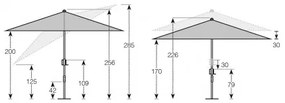 Zahradní středový slunečník Knirps KNIRPS APOLL 240 x 240 cm - Světle šedý