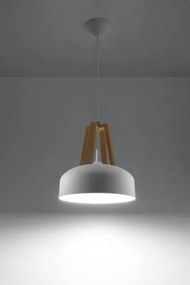 Lustr SOLLUX Casco E27 1x60W bez zdroje SL.0388 přírodní dřevo a ocel bílá