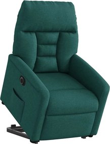 Elektrické zvedací polohovací křeslo tmavě zelené textil 3303058