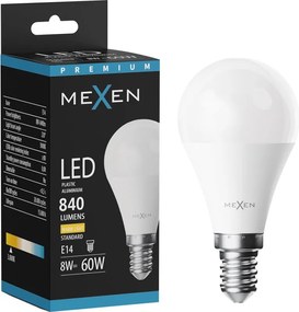Mexen Nova, LED žárovka E14, G45, 8W, teplá - 3000K, 840 lm - L101-E14-0830-01