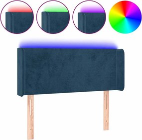 Čelo postele s LED tmavě modré 103 x 16 x 78/88 cm samet 3123002