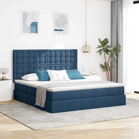 Postel s úložným prostorem a matrací Modrá 180 x 200 cm textil 3371927