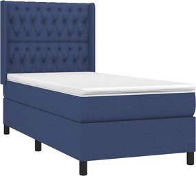 Box spring postel s matrací modrá 90x190 cm textil 3131639