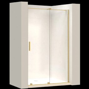 Rea Montana, posuvné sprchové dveře do otvoru 100x200, 6mm čiré sklo, zlatý matný profil, KPL-K6389